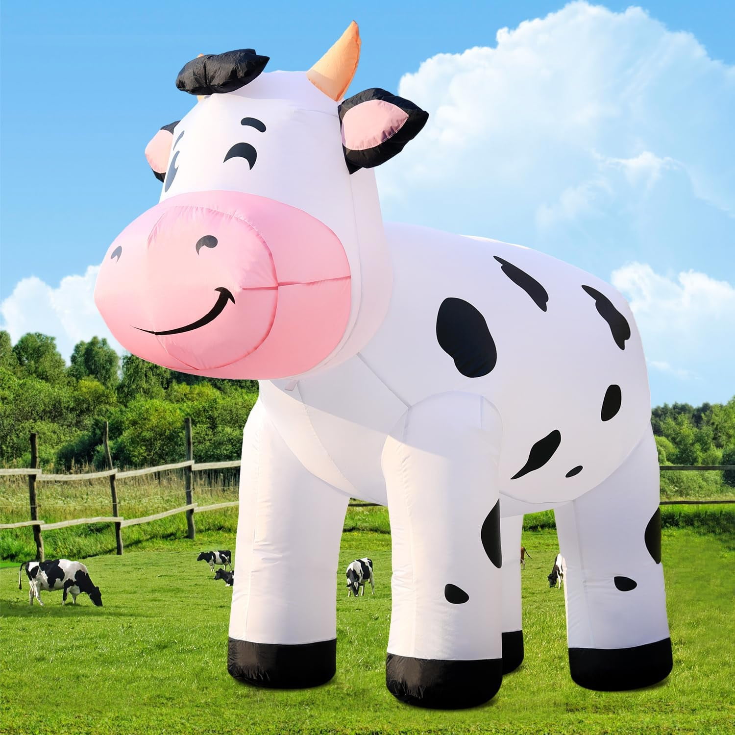 DeeKom 6' Holiday Blow Up Airblown Christmas Inflatable Cow with Built ...