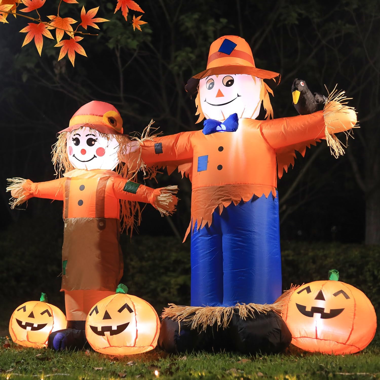 DeeKom 6' Fall Harvest Scarecrow Inflatable Decor, Outdoor Yard ...