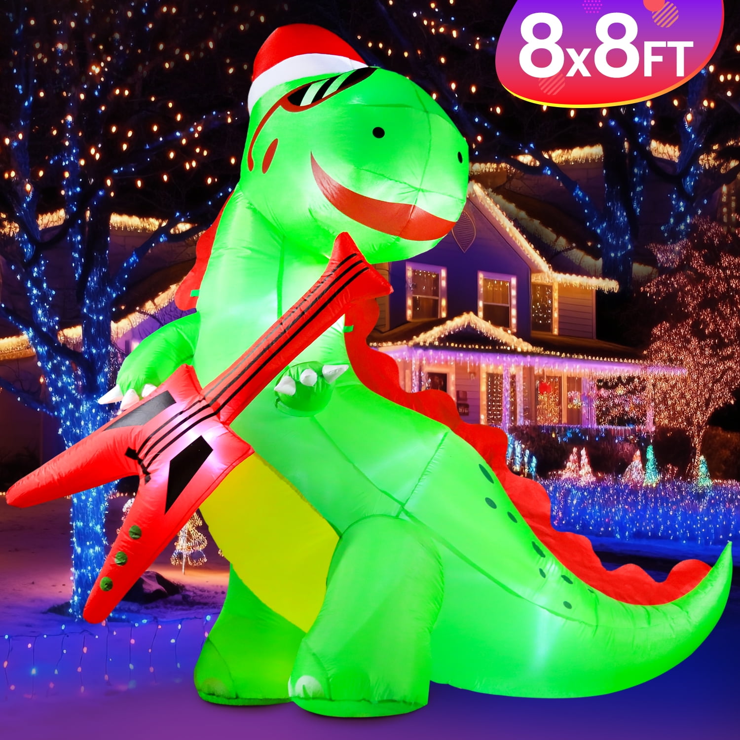 DeeKom Outdoor Lights Decor, Christmas Inflatable Santa Riding Bear ...