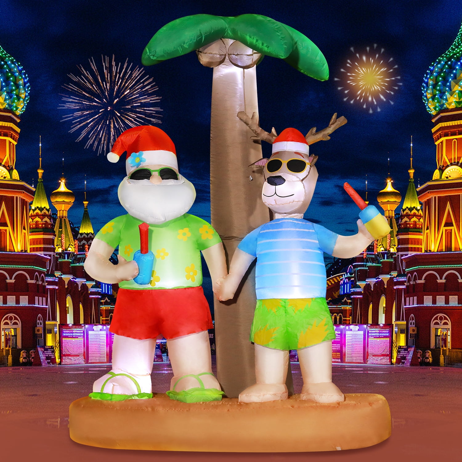 DeeKom Chritmas Inflatable Decorations, 8ft Blow up Santa and Reindeer ...