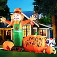 DeeKom 6' Fall Inflatable Scarecrow Banner, LED Lit Thanksgiving Decor ...