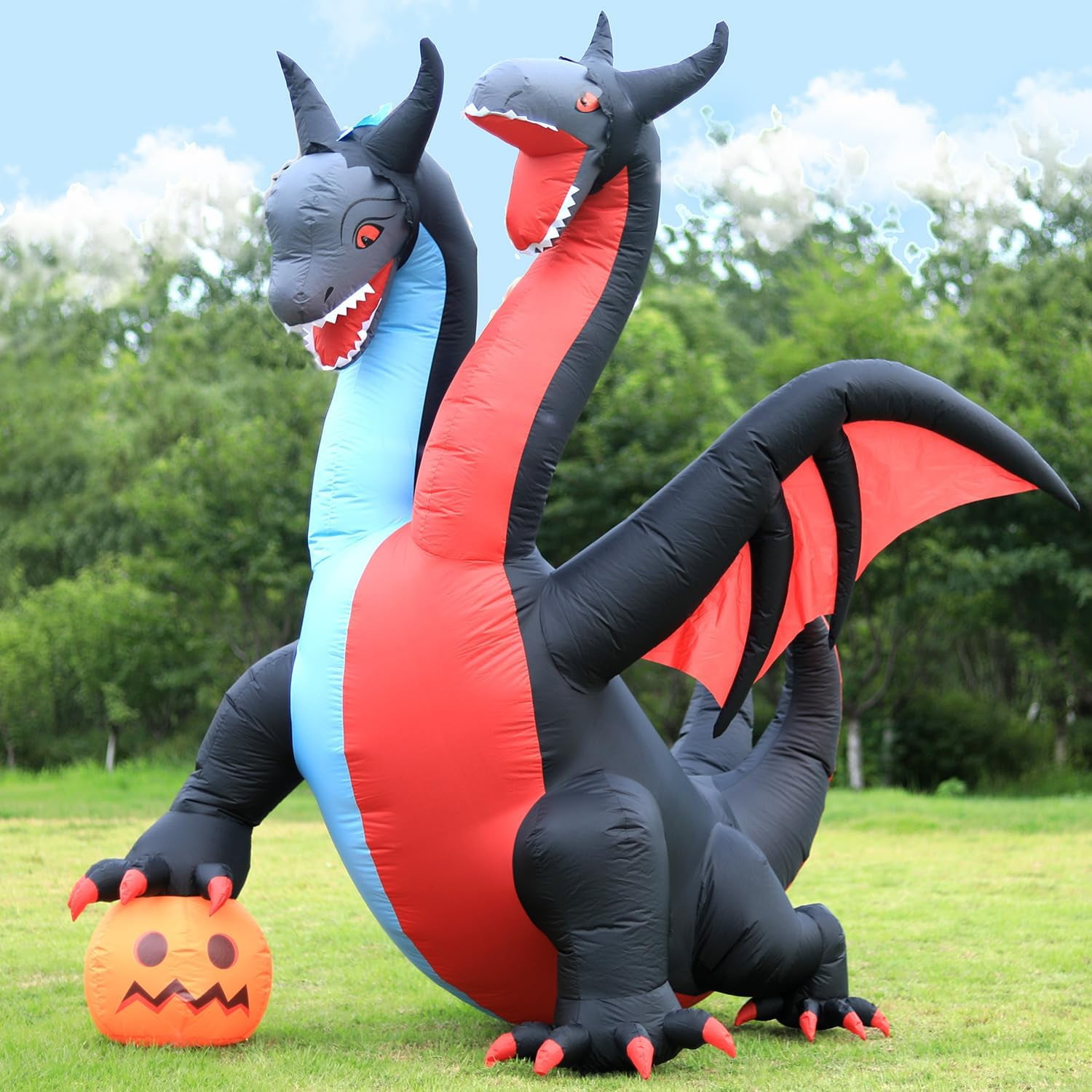 DeeKom 8ft Halloween Themed Inflatable Decorations – Two-Headed Dragon ...