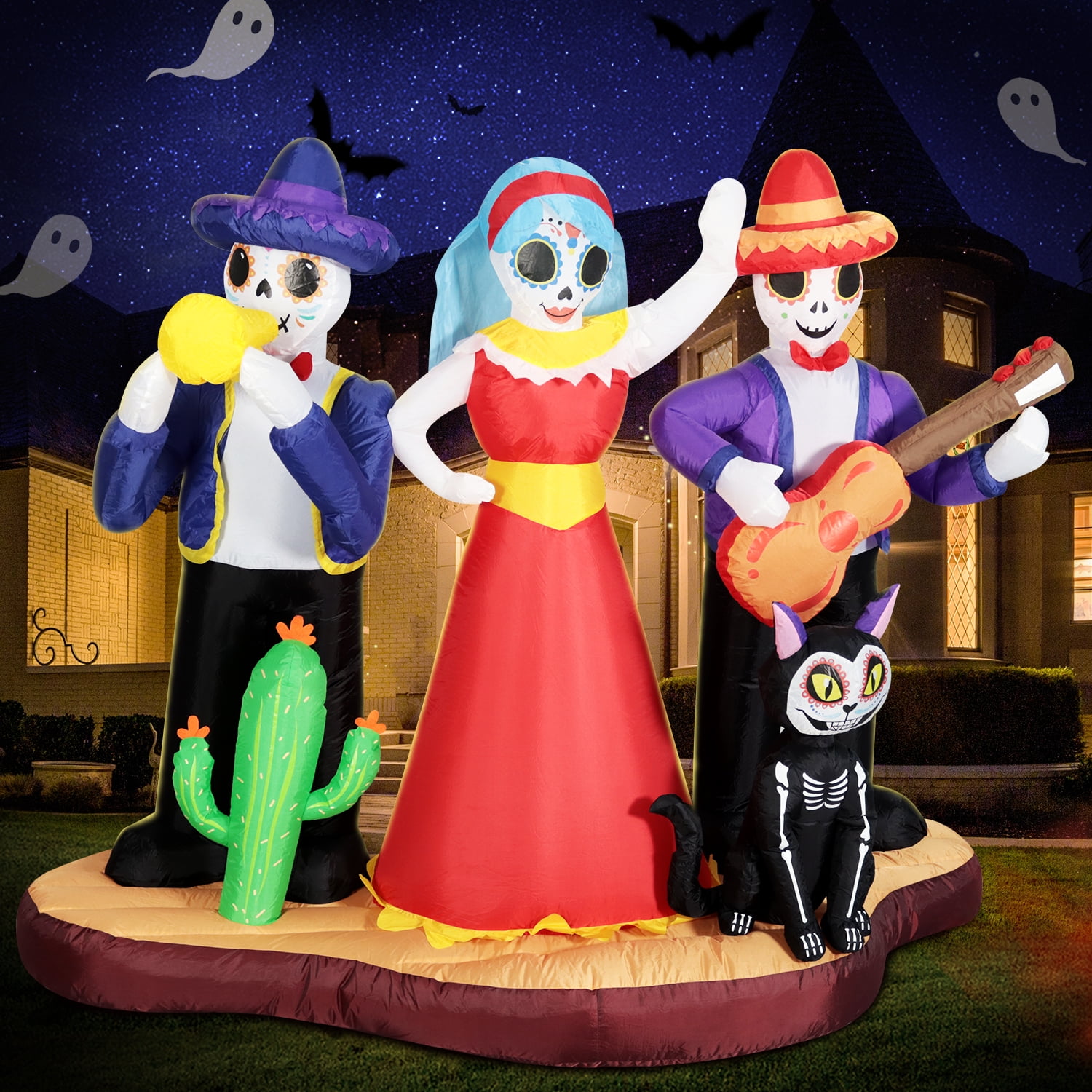 DeeKom Halloween Inflatable Skeleton Band Blow-up Outdoor Yard ...