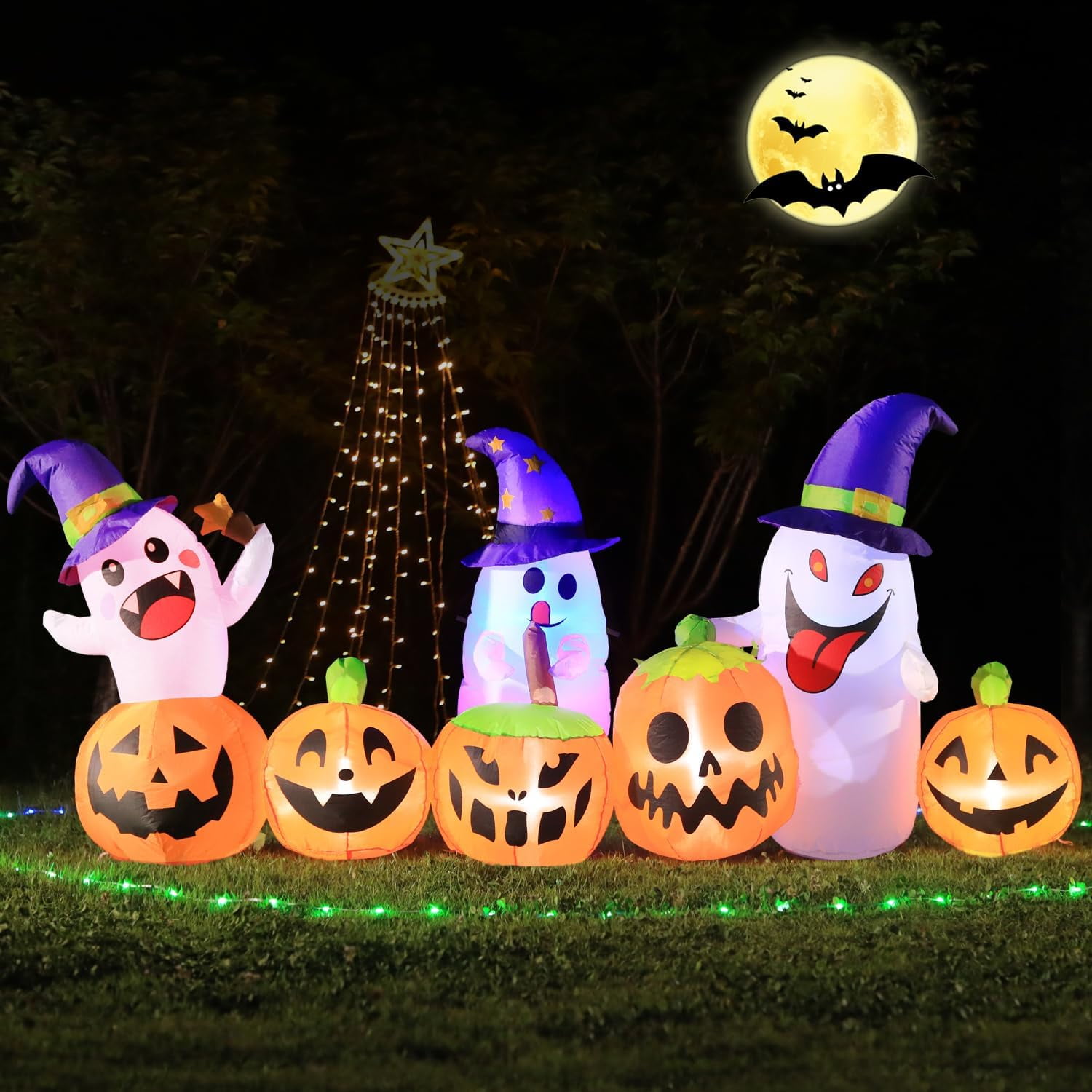 DeeKom 8' Halloween Outdoor Inflatable Pumpkins Decor with Bright LED ...