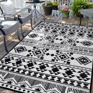 SIXHOME Outdoor Rugs with LED Strip Lights Patio Waterproof Reversible ...