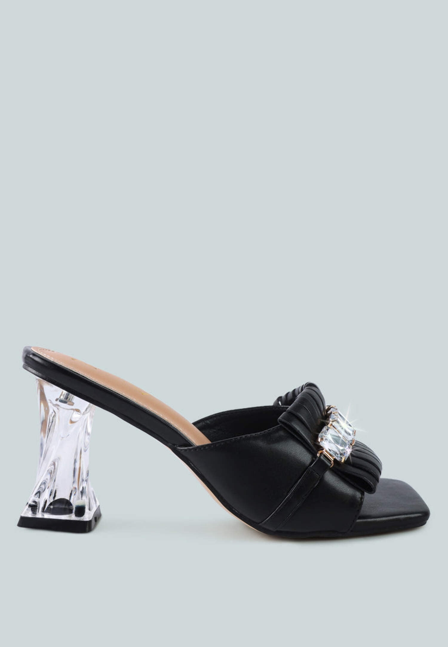Deeba Diamante Embellishment Clear Spool Heel Sandals - Walmart.com