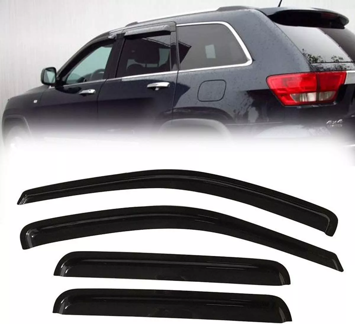 Deebior 94981 Side Window Wind Vent Deflector, 4pcs Out-Channel Tape-On ...