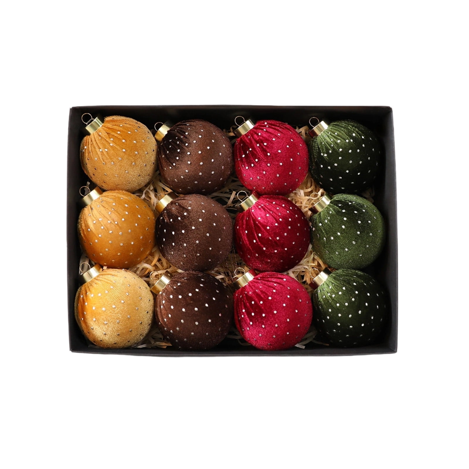Deeceymbur 12 Pcs Multicolor Cloth Wrapped Christmas Balls Fascinating ...