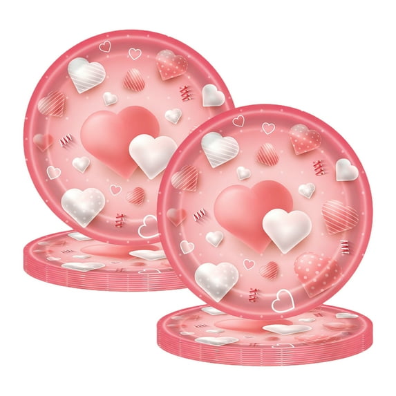Deeceymbur 24 Valentines Day Party Plates Disposable Paper Dinnerware ...