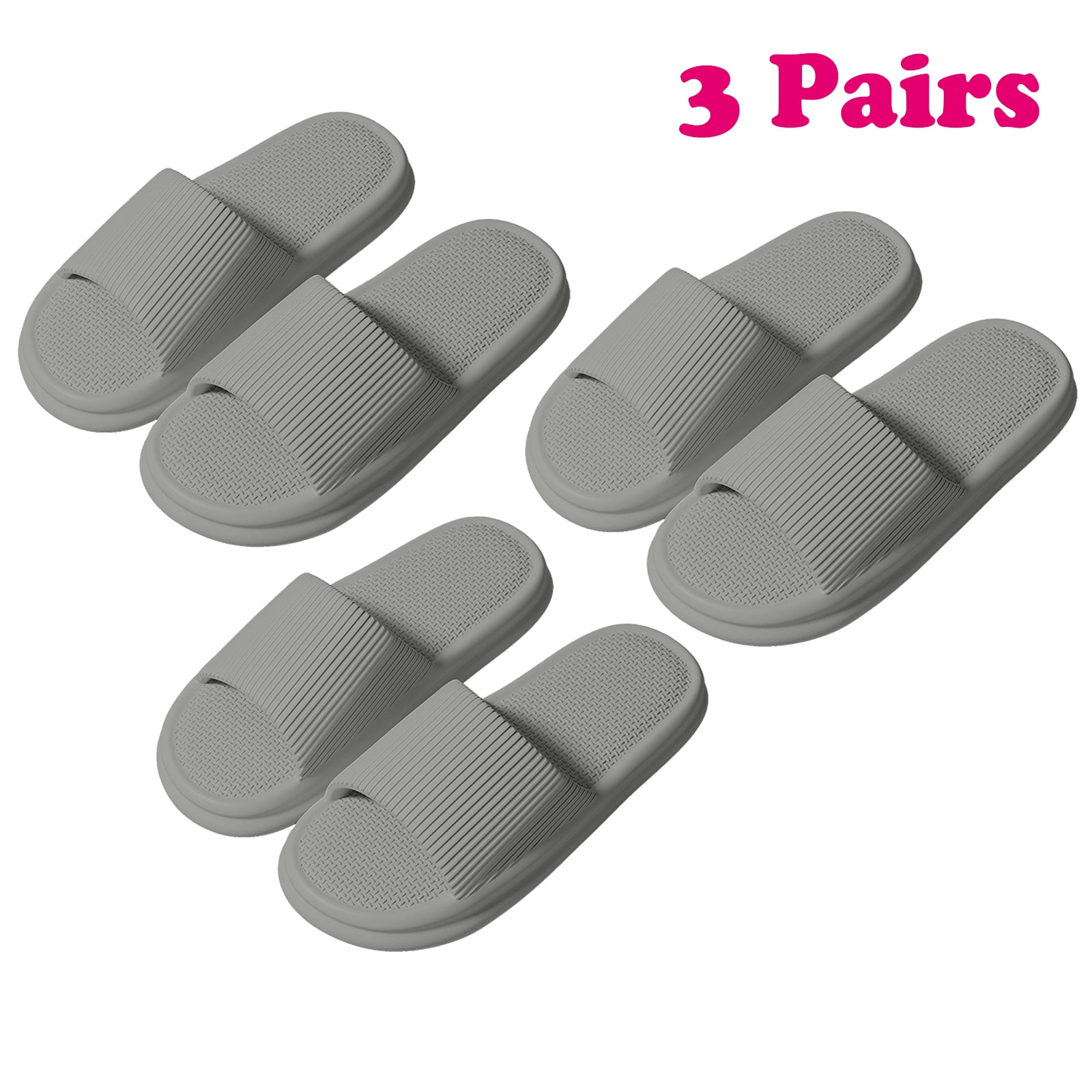 Deeceymbur 3 Pair of Pillow Slippers for Women Men - Non-Slip Bathroom ...