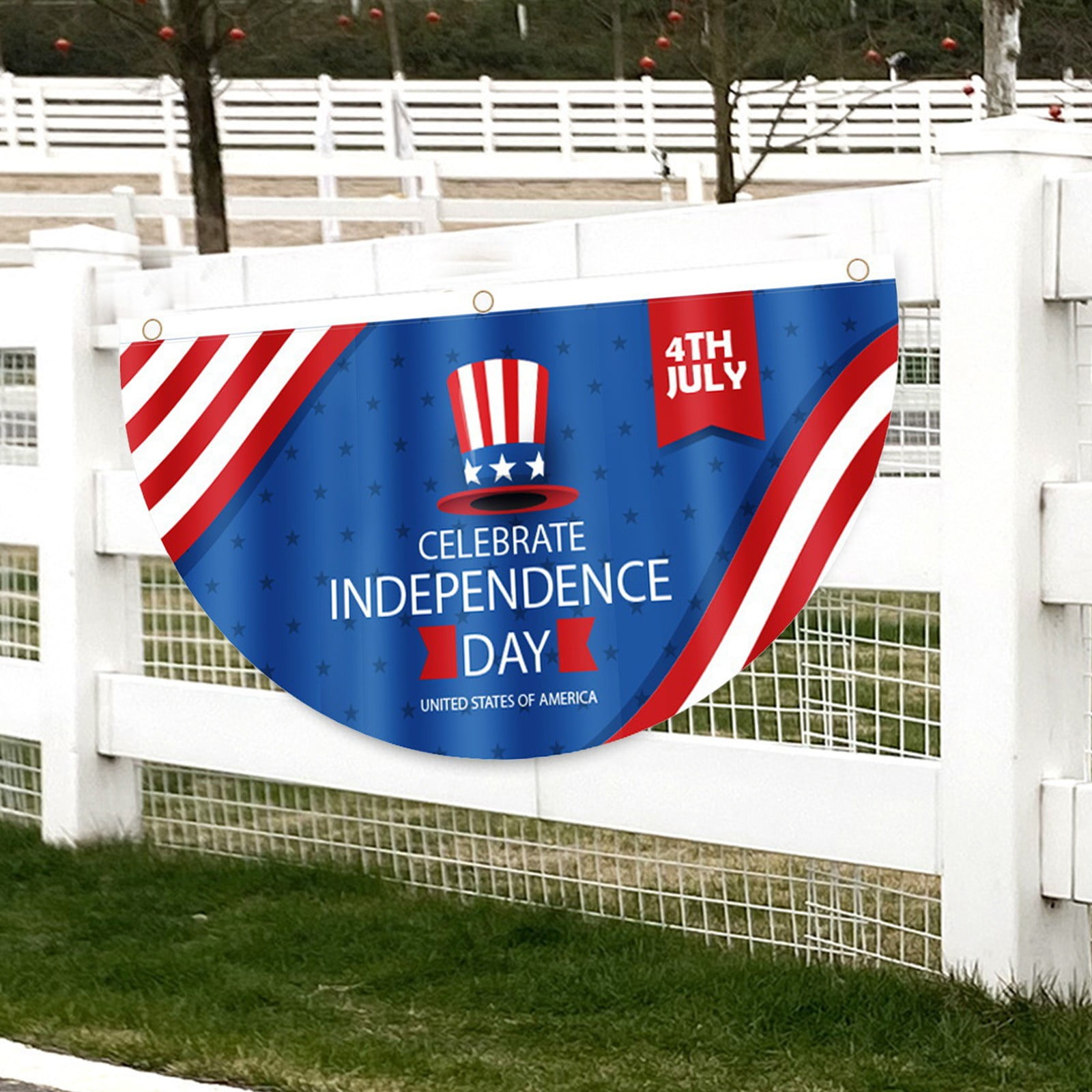 Deeceymbur 4th of July Bunting Large American Flag Patriotic Half Fan ...