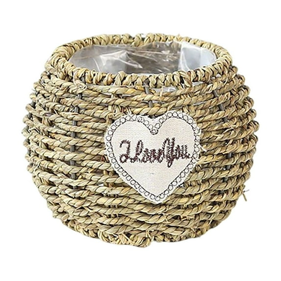 Deeceymbur 6 Inch Handmade Rattan Woven Flower Pot Boho Style Decor for ...