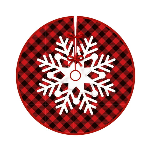 Deeceymbur 90cm Christmas Tree Skirt Red with Gold Snowflake Patterns ...