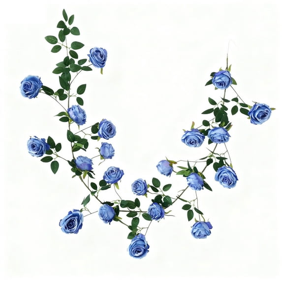Deeceymbur Artificial Rose Silk Flower Vines Decoration Blue Color ...