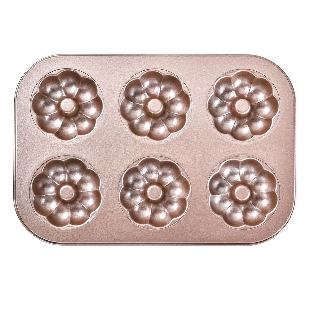 Deeceymbur Carbon Steel 6-Cavity Cake Pan Set - Non-Stick Donut Mold ...