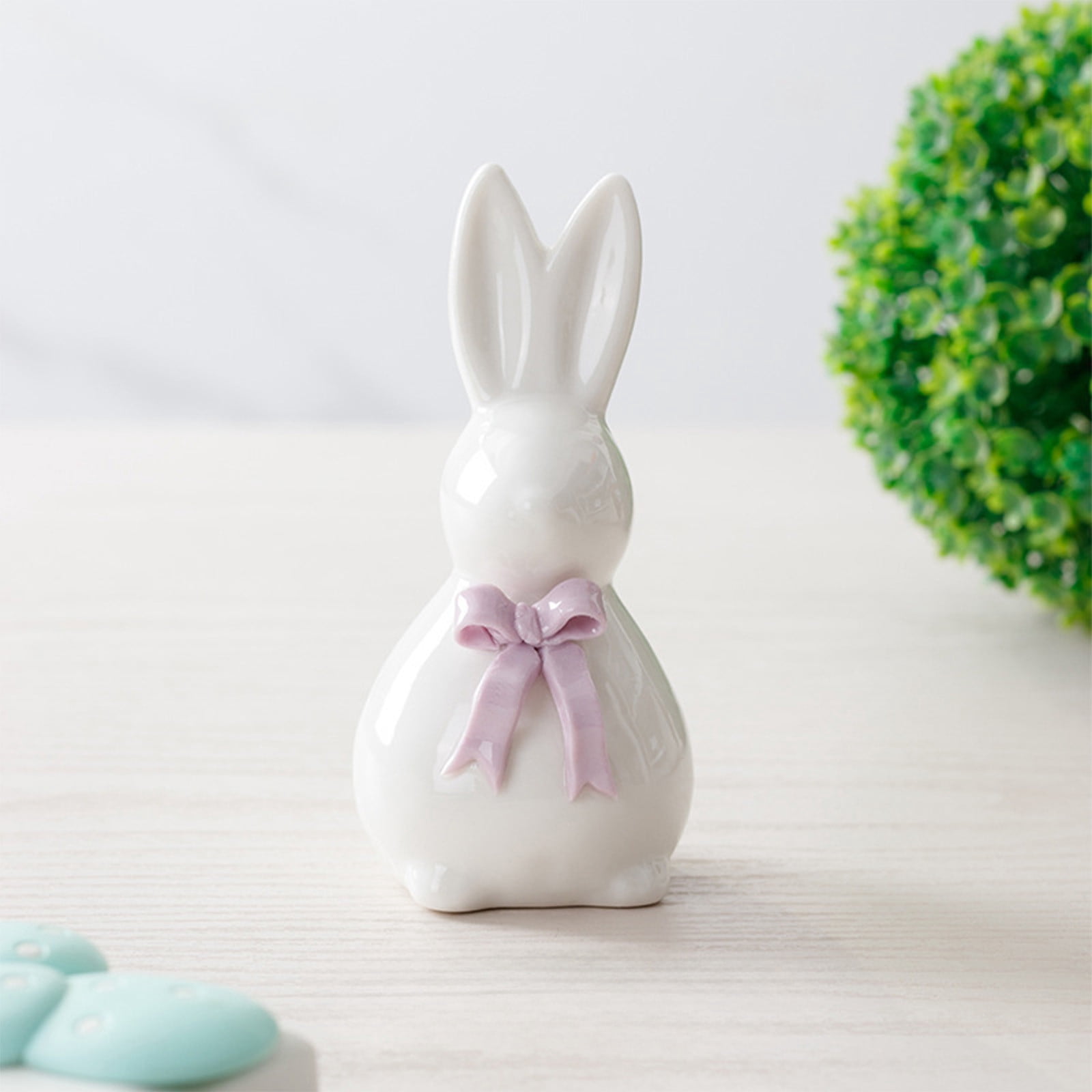Deeceymbur Ceramic Rabbits with Bow Pink Purple Bunny Figurine Easter ...