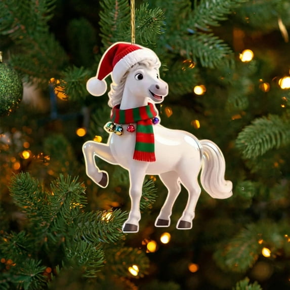 Deeceymbur Christmas Acrylic 2D Pendant Horse Shape Ornament for Home ...