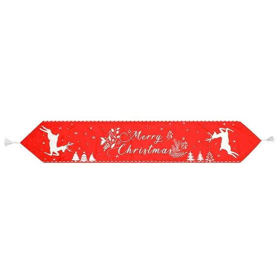 Deeceymbur Christmas Short Plush Table Runner Dirtproof Red Holiday ...