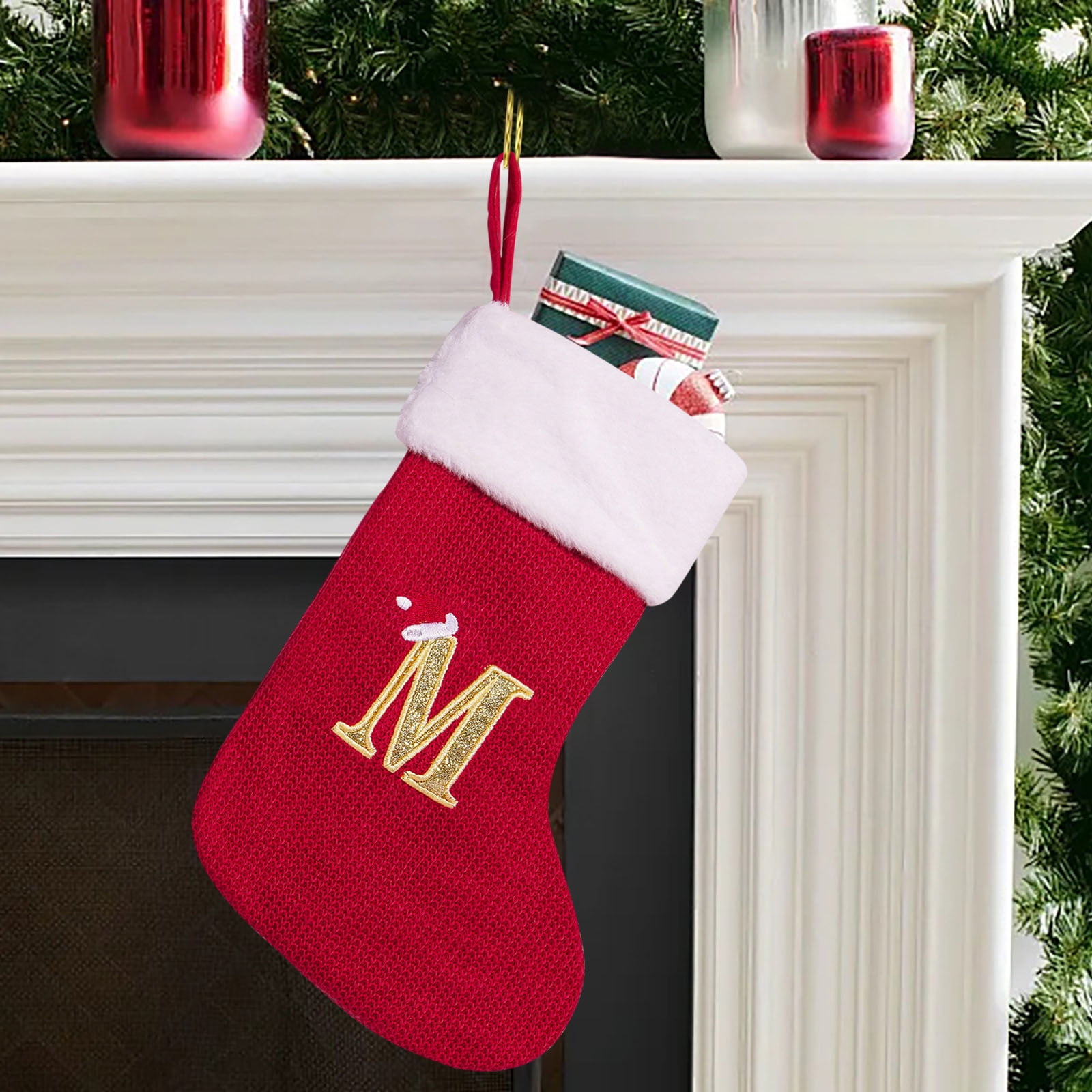 Deeceymbur Classic Knitted Letter Christmas Stocking Family Holiday ...