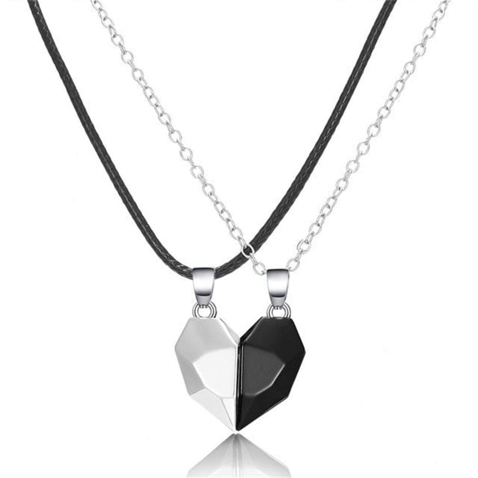 Deeceymbur Couple Necklaces Magnetic Love Heart Pendant Set for Couples ...