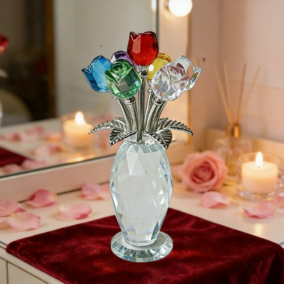 Deeceymbur Crystal Rose Bouquet Ornament Valentine's Day Gift ...