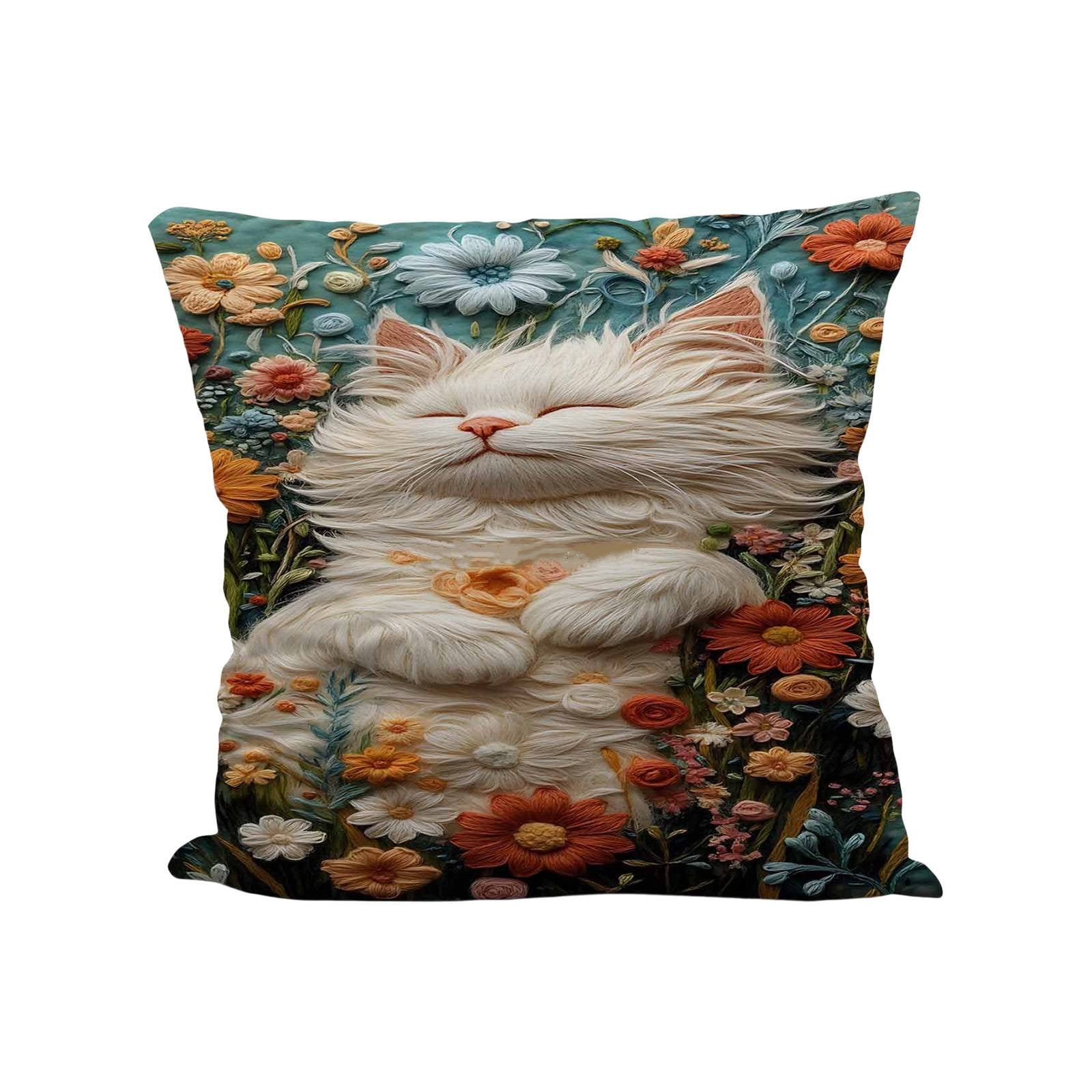 Deeceymbur Cute Animals Print Pillow Cover Sofa Cushion Case for Living ...