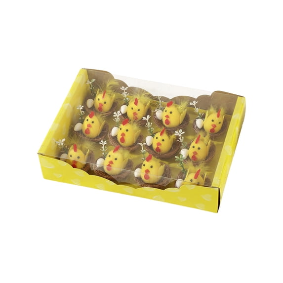 Deeceymbur Cute Yellow Easter Chick Ornament Set Plastic Holiday Decor ...