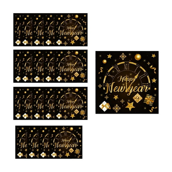 Deeceymbur Disposable Plates Set Gold Black Year Theme Party Supplies ...