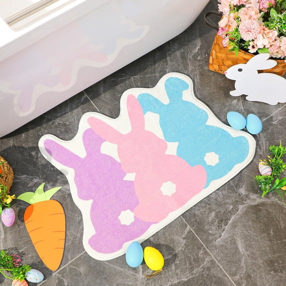 Deeceymbur Easter Bunny Plush Carpet Cozy Non Skid Indoor Outdoor Rug ...