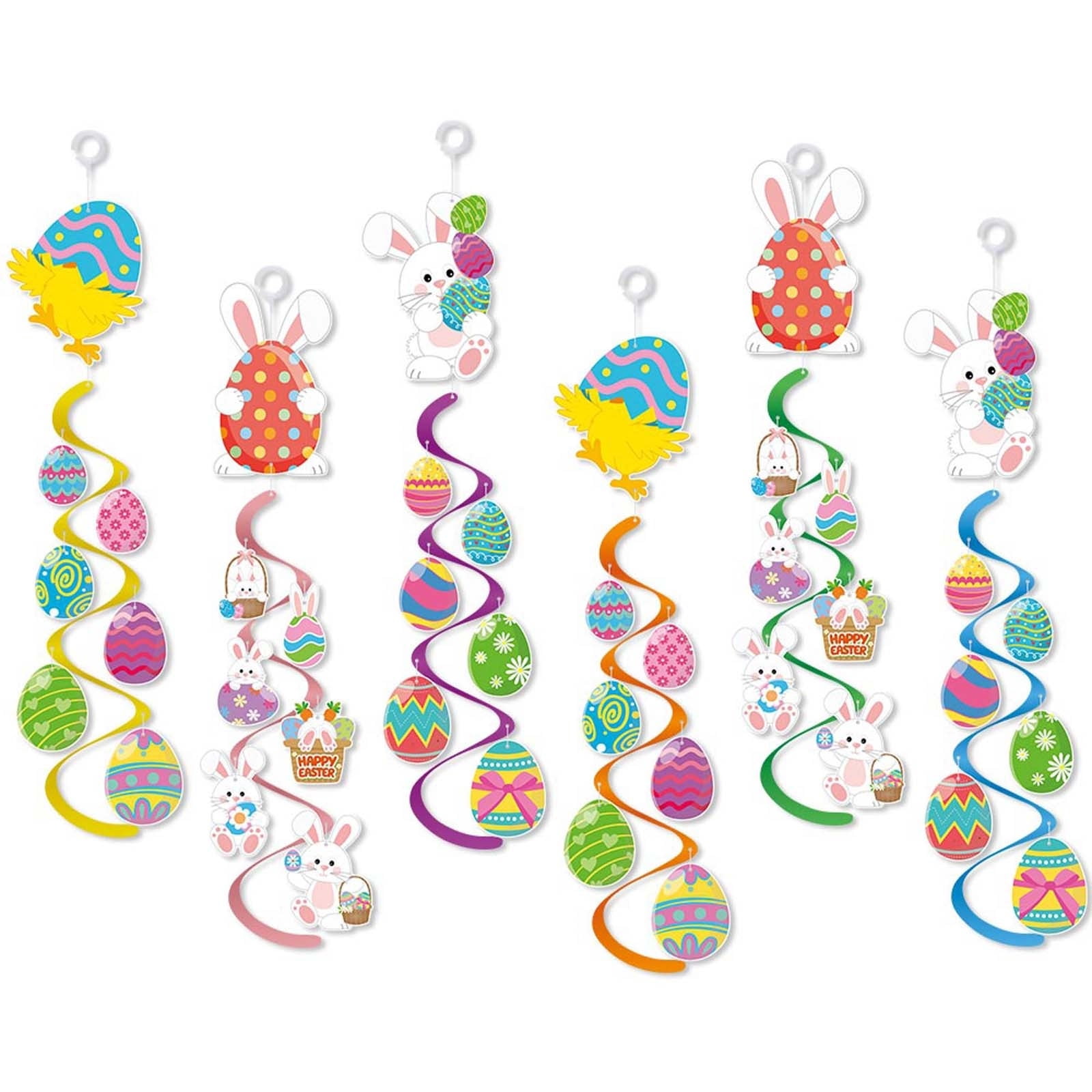 Deeceymbur Easter Decorative Spiral Pendant PVC Eggs Rabbits for ...