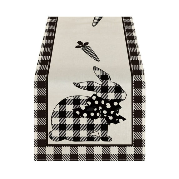 Deeceymbur Easter Table Runner Soft Flax Fabric Decorative Cover for ...