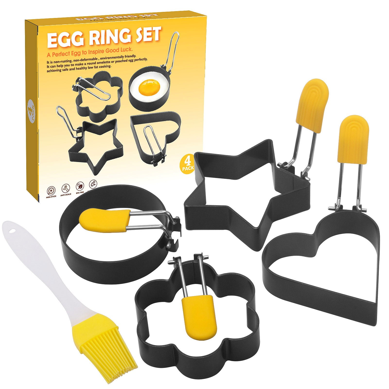 Deeceymbur Egg Rings for Frying Eggs Nonstick Griddle Cooking Mold for ...