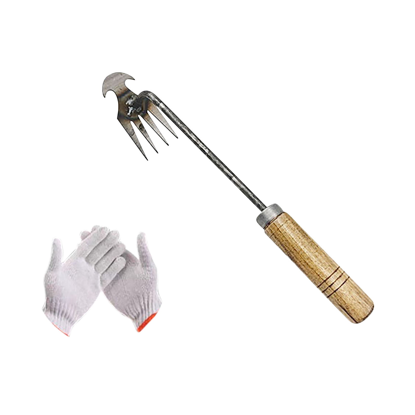 Deeceymbur Garden Weeding Tools Stainless Steel Weeder with Wooden ...
