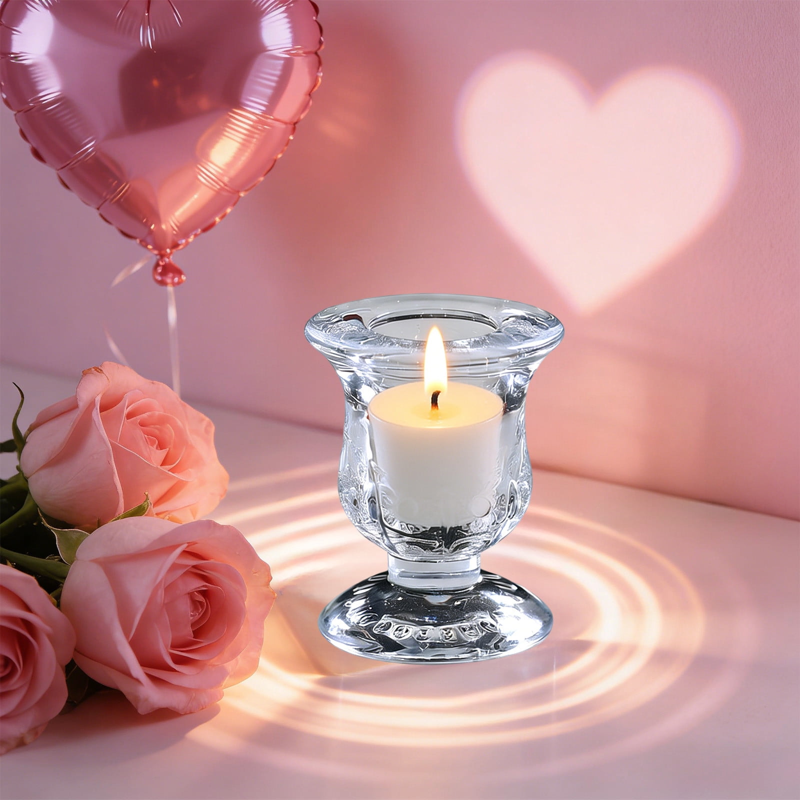 Deeceymbur Glass Candle Holder Clear Crystal Candlestick Modern Table ...