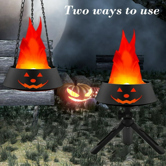 Deeceymbur Halloween Pumpkin Flame Lamp 2 In 1 LED Simulation Fire Pot ...