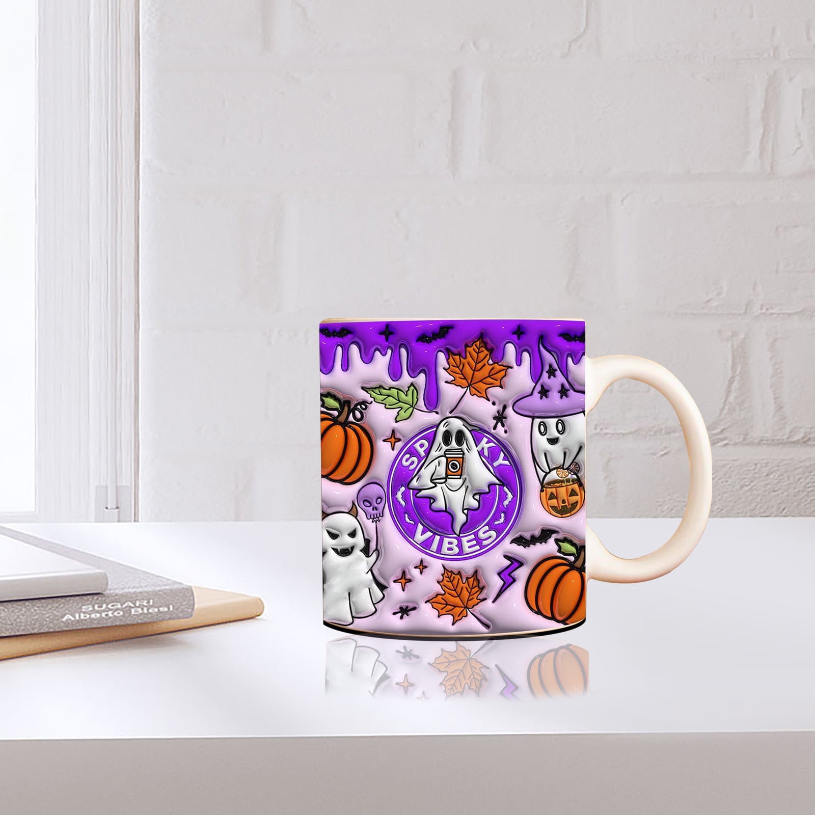 Deeceymbur Halloween Themed Ceramic Mug Ghost Face Design Coffee Cup ...
