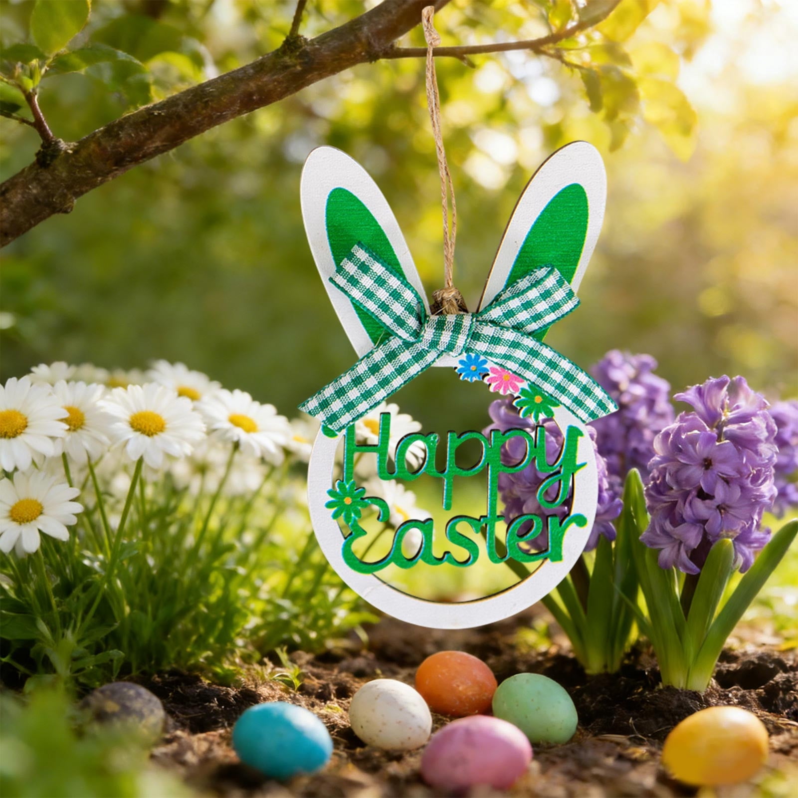 Deeceymbur Handcrafted Wooden Easter Rabbit Figurines Set for Garden ...