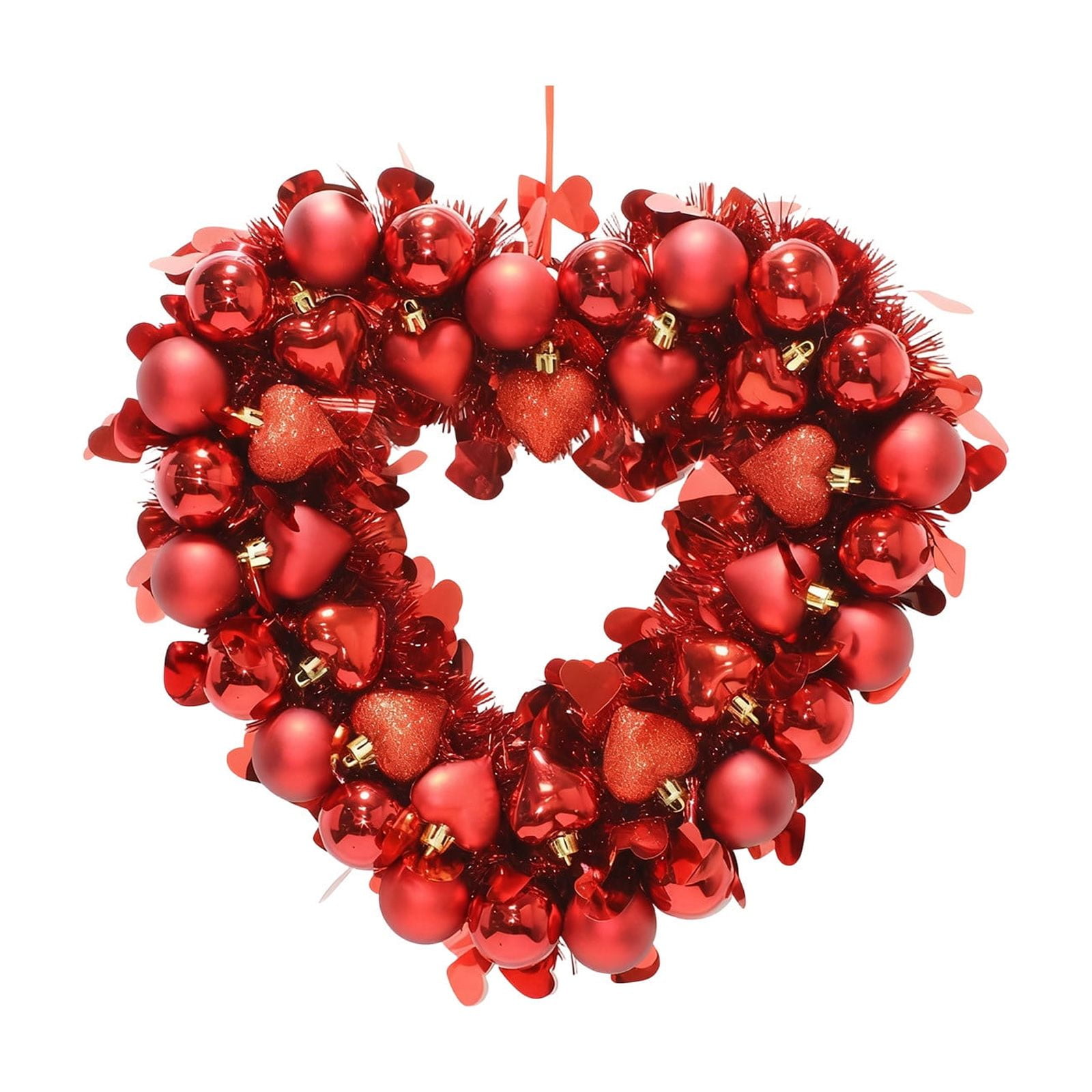 Deeceymbur Heart Shaped Wreath Decoration Red Plastic Floral ...
