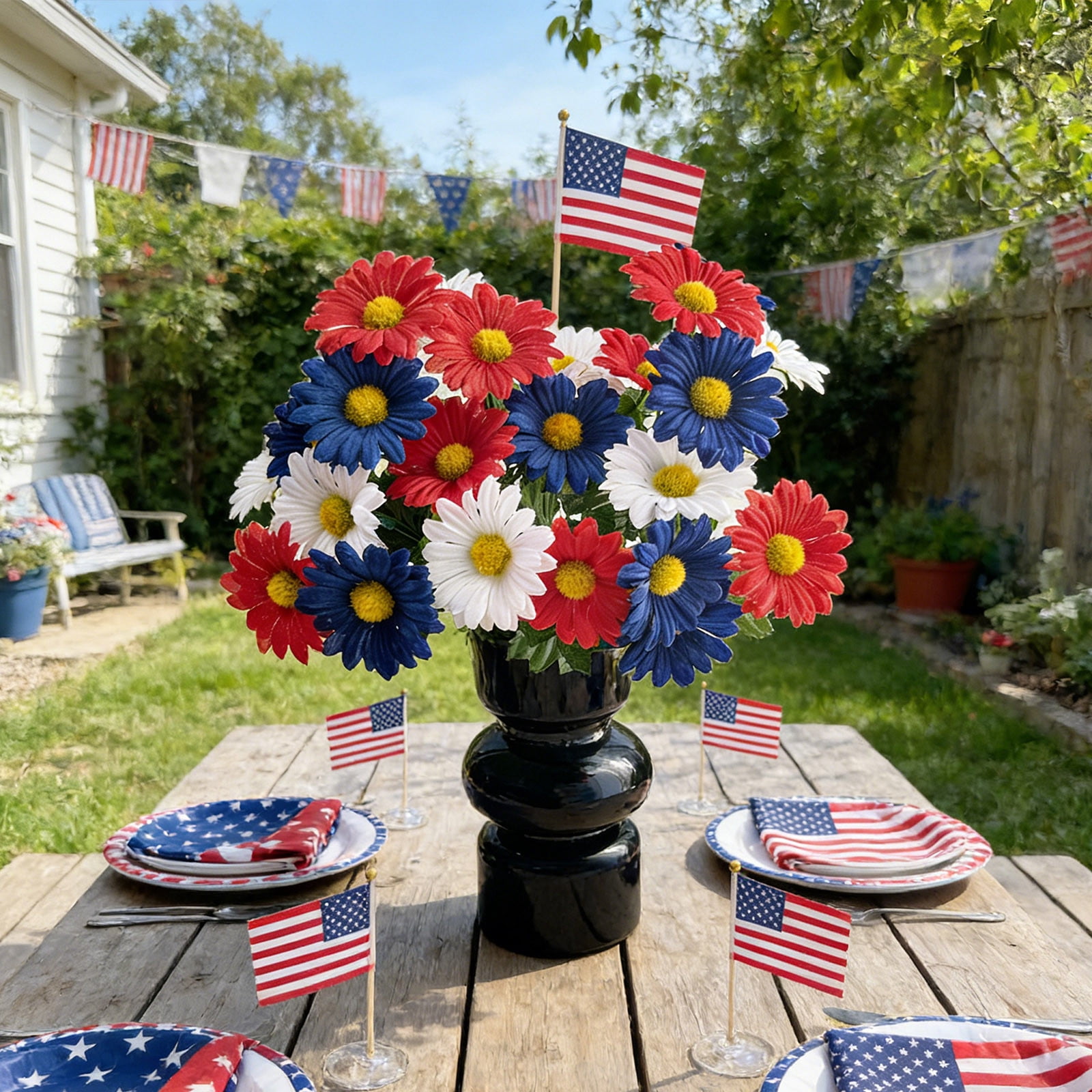 Deeceymbur Independence Day Artificial Flower Bouquet 6 Heads 12 ...