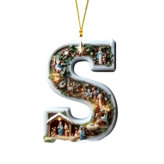Deeceymbur Jesus Alphabet Christmas Ornament 26 Letters Religious Decor ...