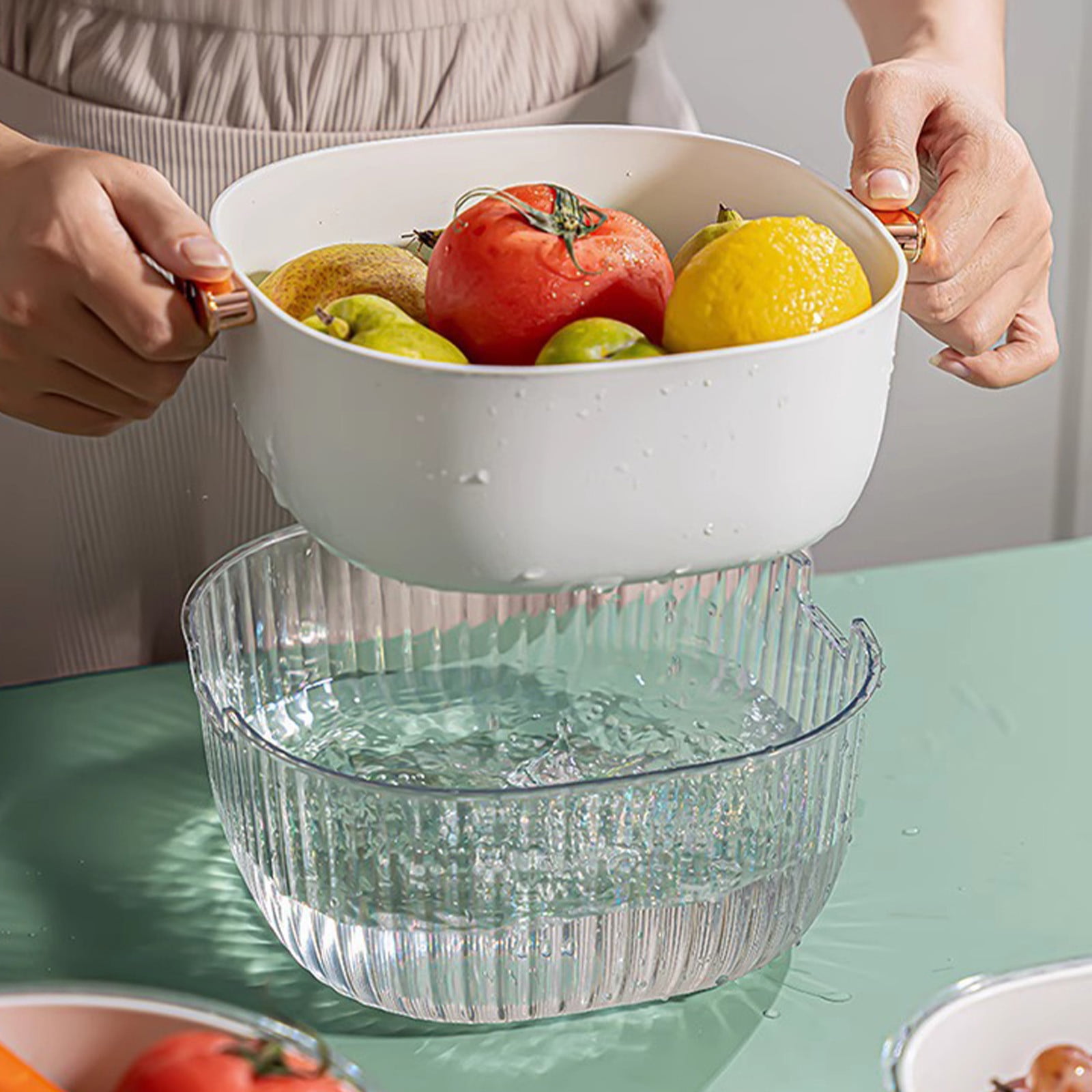 Deeceymbur Kitchen Organizer Basket Food Safe Plastic Drainer Space ...