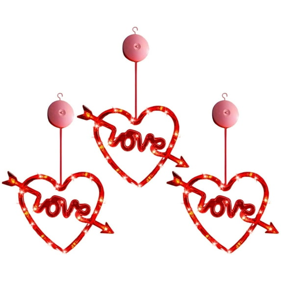 Deeceymbur LED Curtain Light Heart Design Suction Cup for Valentines ...