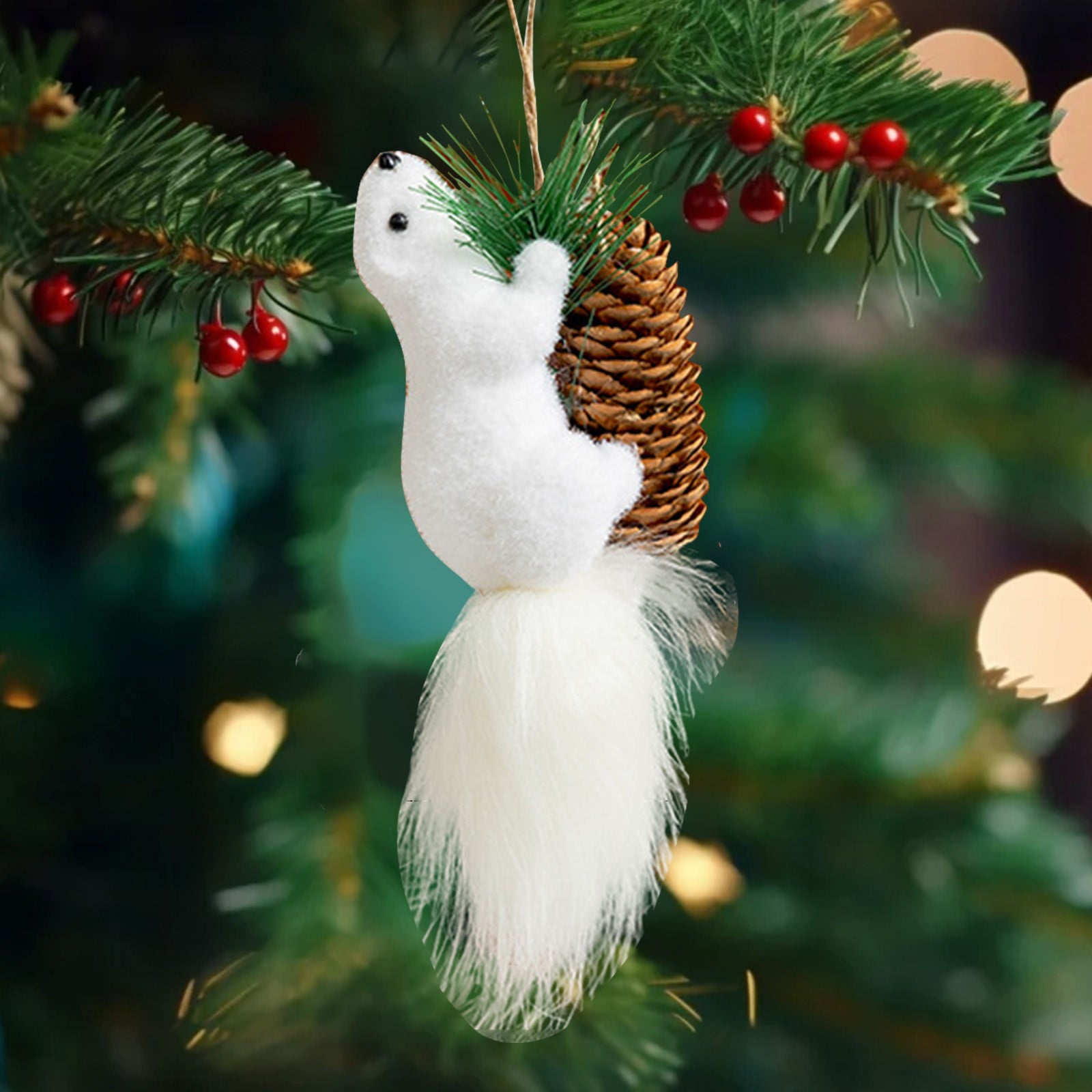 Deeceymbur Mini Squirrels Ornament Lifelike Hanging Decor for Christmas ...