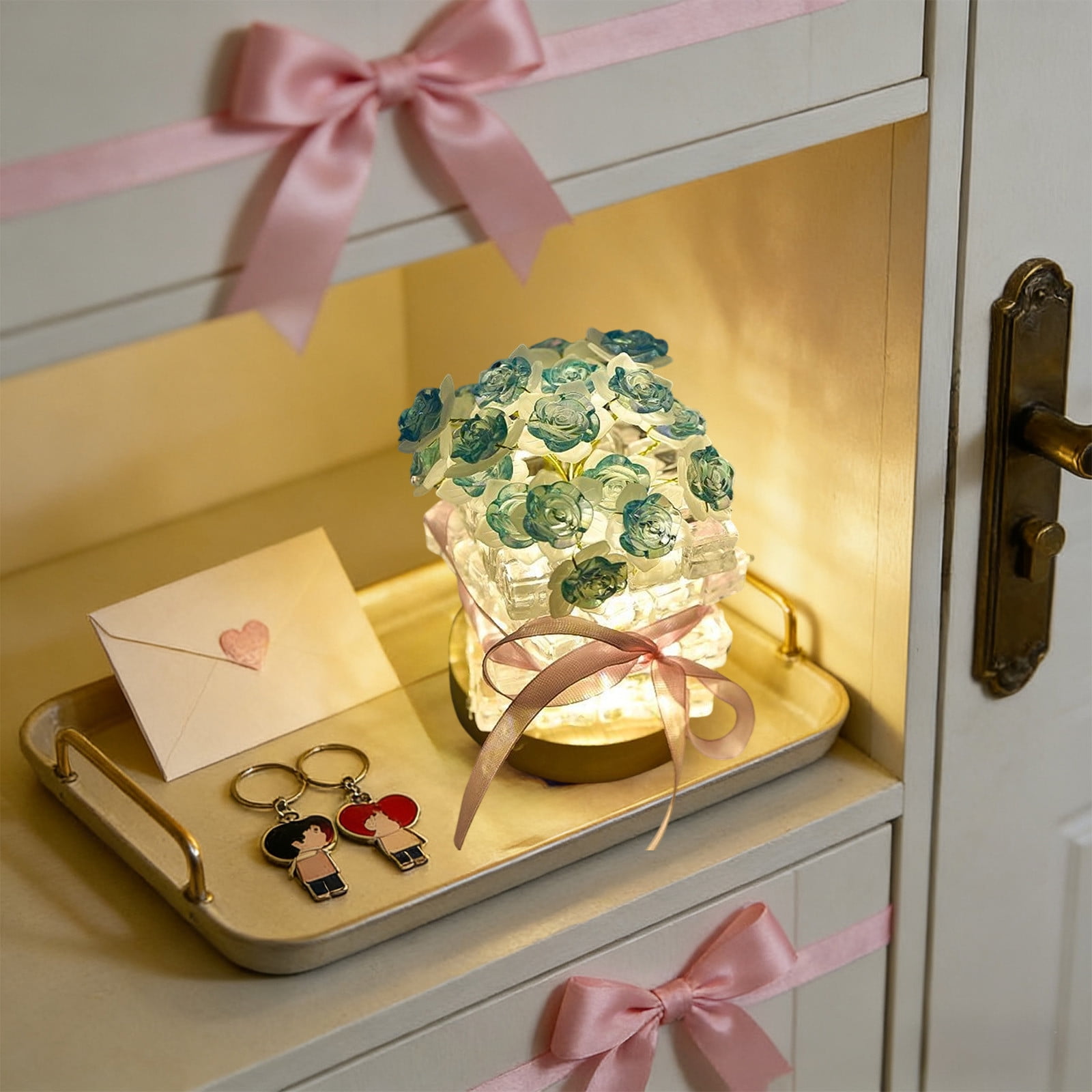 Deeceymbur Night Light Rose Ice Cubes Decorative LED Table Lamp ...