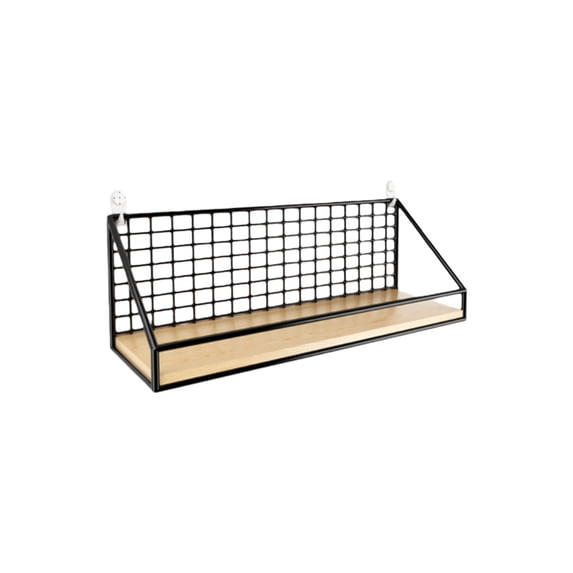 Deeceymbur No Drill Black Mesh Wood Wall Mounted Shelves Industrial ...