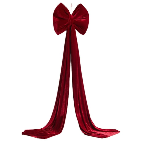 Deeceymbur Oversized Red Flocked Fabric Bow Hanging Decoration for ...