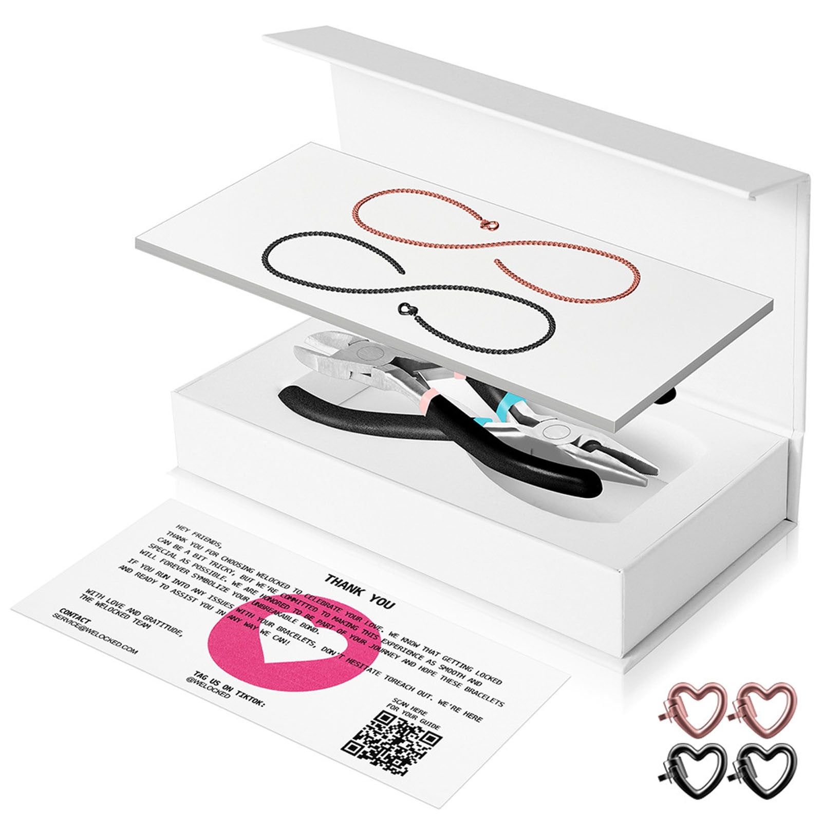 Deeceymbur Permanent Bracelet Kit Locking Heart Clasp DIY Bracelet Set Forever Bracelet Making ...