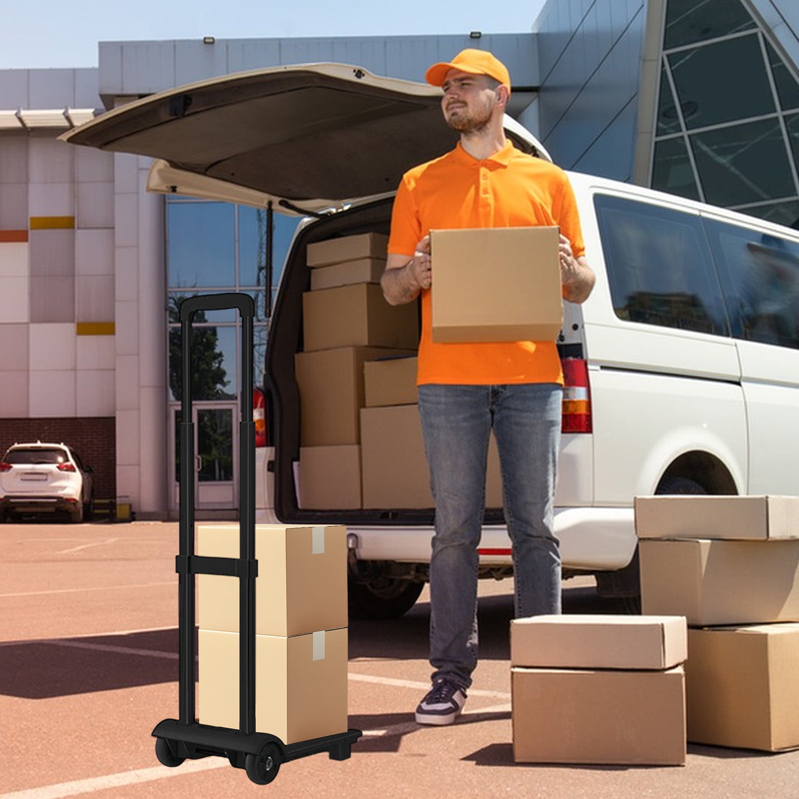 Deeceymbur Portable Dolly Cart with 2 Wheels Hand Truck Trolley ...