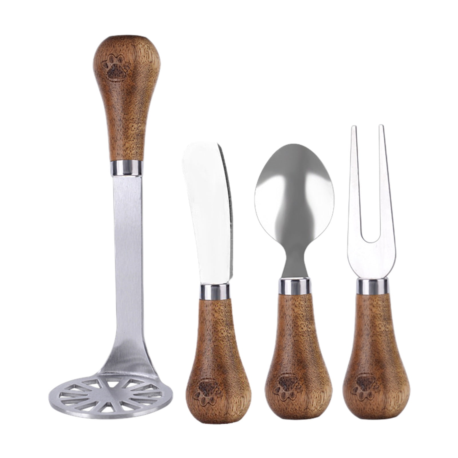 Deeceymbur Potato Masher Set Wooden Handle Stainless Steel Kitchen ...