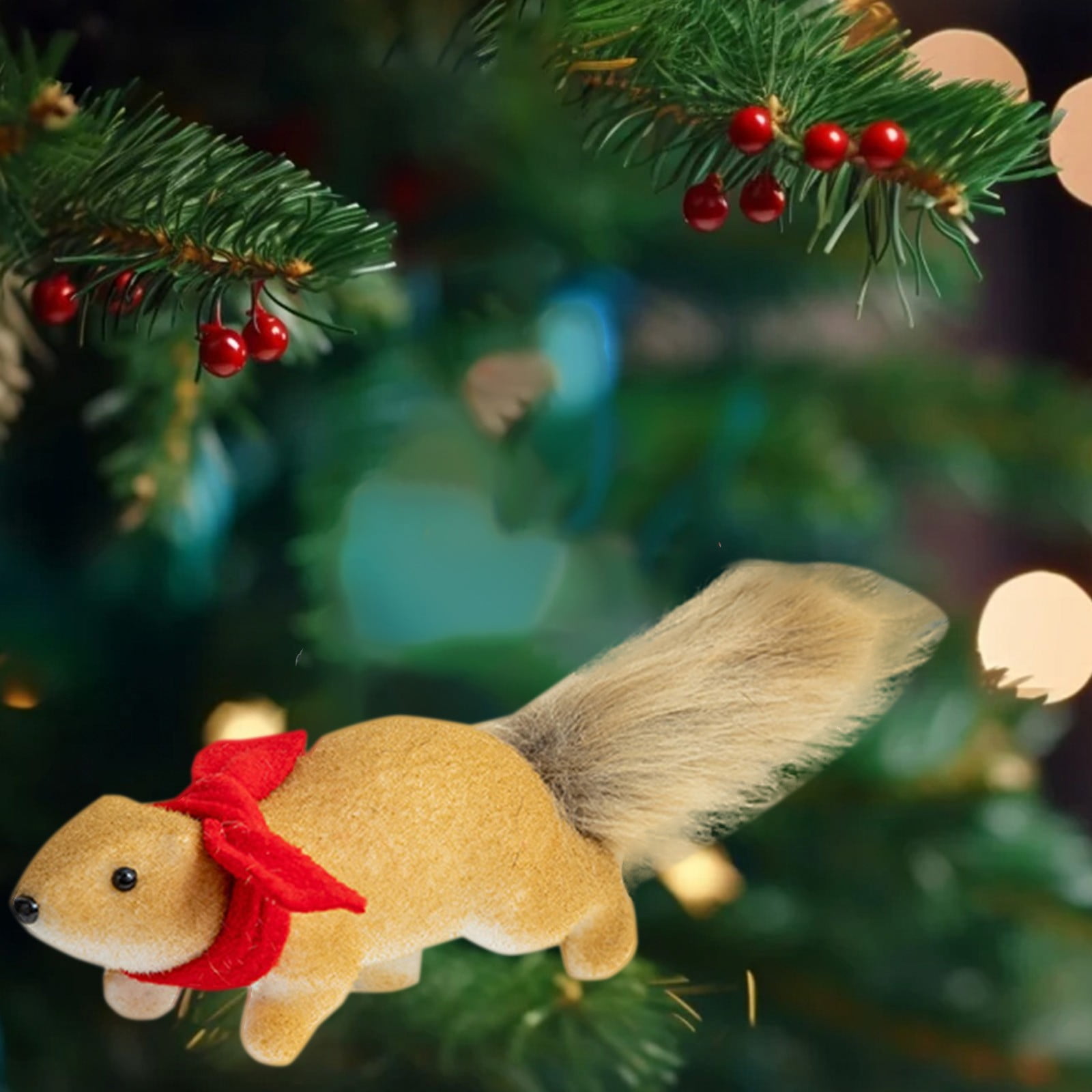 Deeceymbur Realistic Squirrels Figurine Ornament for Christmas Tree ...